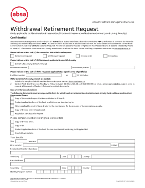 Fillable Online Withdrawal or Retirement Request Form ... Fax Email ...