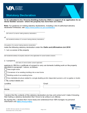 Fillable Online Certificate of Consent for Owner Builders - Victoria ...