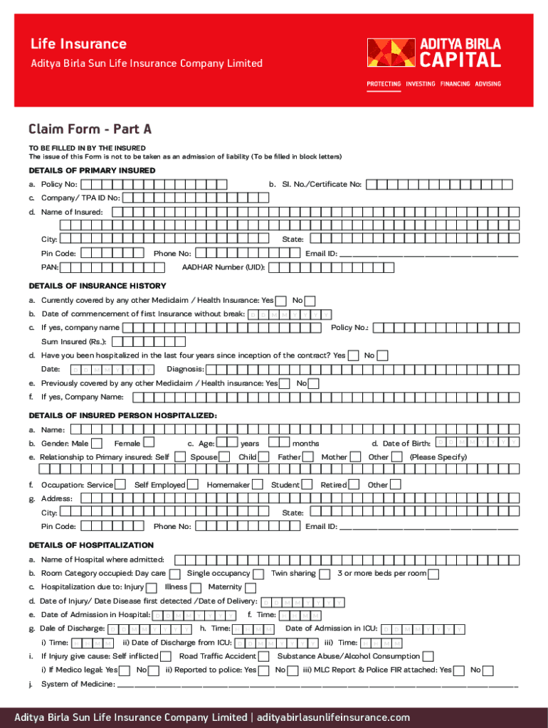 Fillable Online Dismemberment Rider Claim Form Life Insured's ...