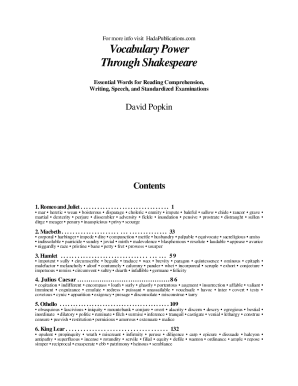 Fillable Online Vocabulary Power Through Shakespeare: Essential Words ...