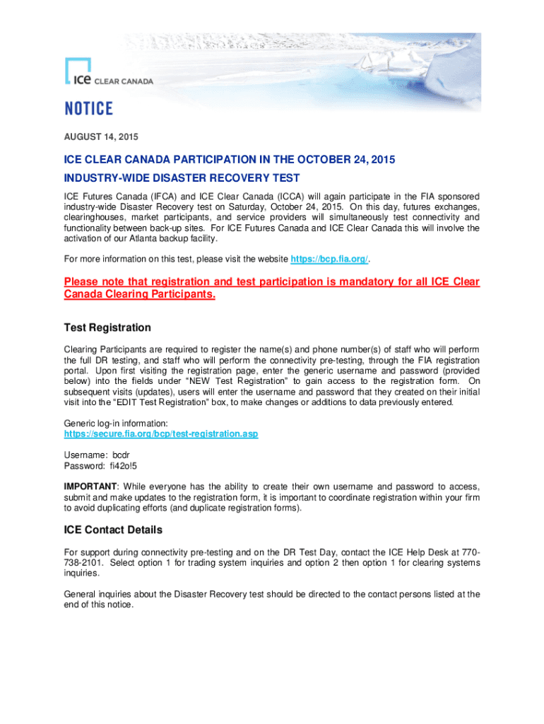 Fillable Online Wide Disaster Recovery Test Please note that ...