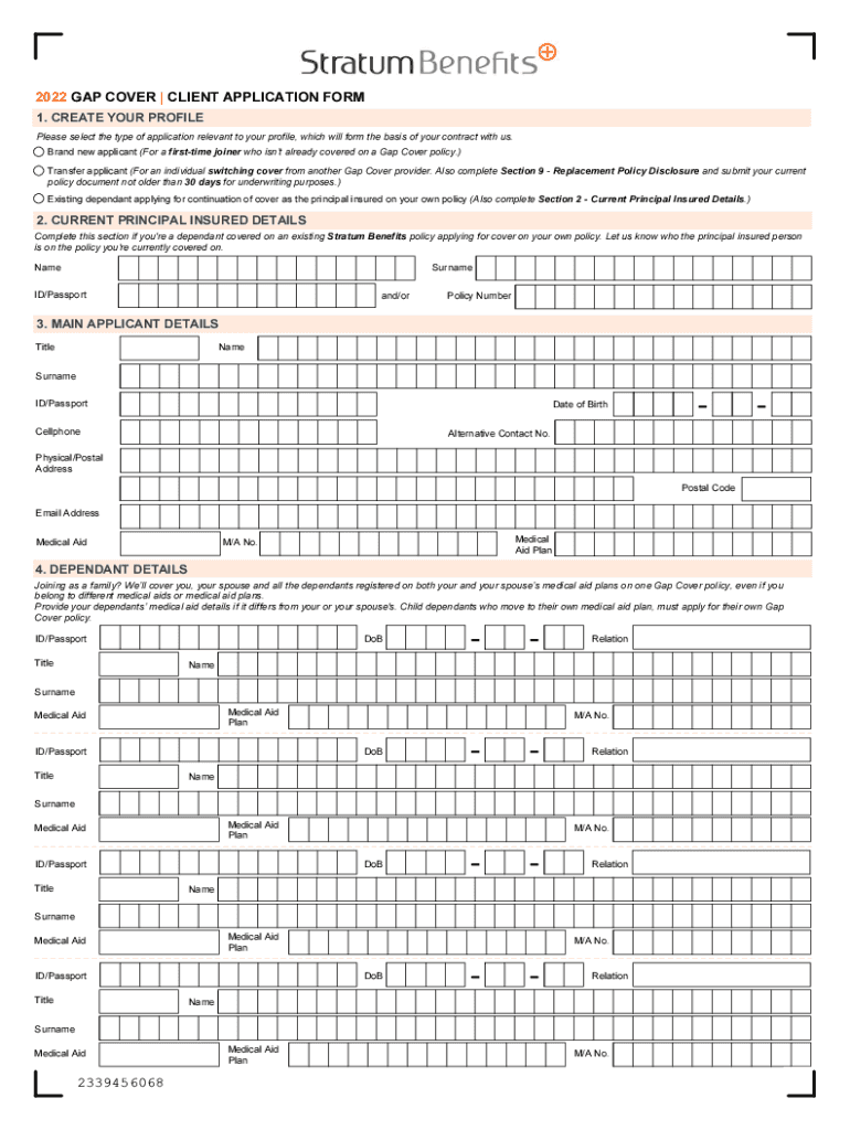 Fillable Online 2022 Corporate Gap Cover Client Application Form Fax Email Print - pdfFiller