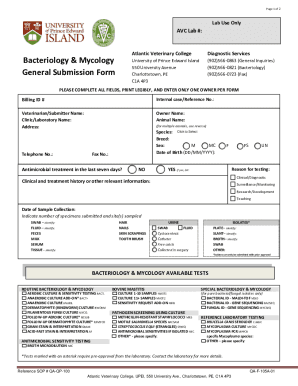 Fillable Online Bacteriology & Mycology General Submission Form Fax ...