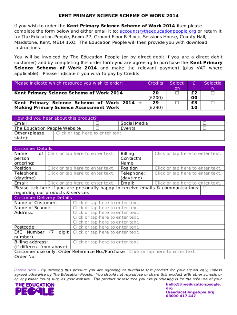 Kent Science Scheme - Fill Online, Printable, , Blank Doc Template ...