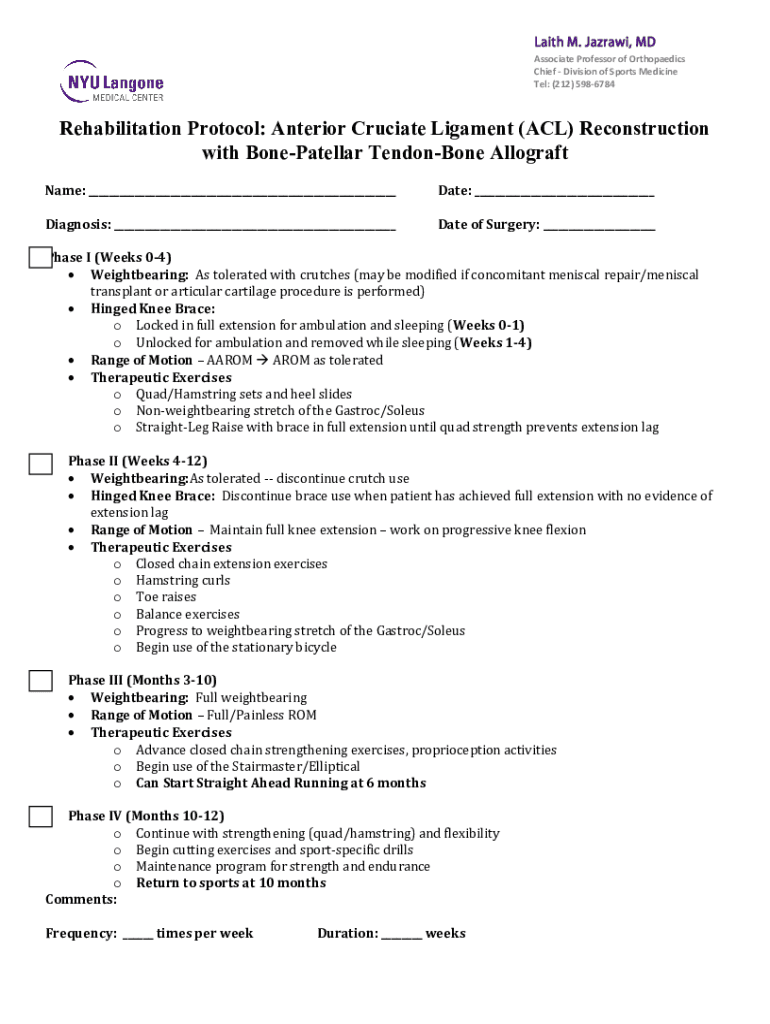 Fillable Online ACL Bone-Patellar Tendon-Bone Allograft Rehab Protocol ...