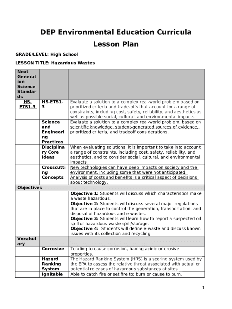 Classroom Activities for Understanding Hazardous Waste Doc Template ...