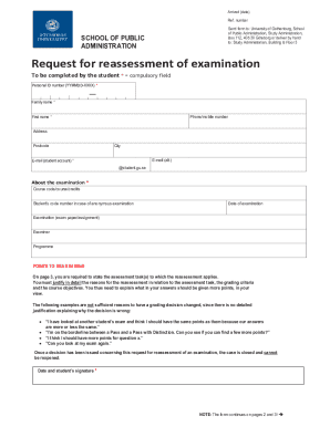 Fillable Online studentportal gu Request for reassessment of ...
