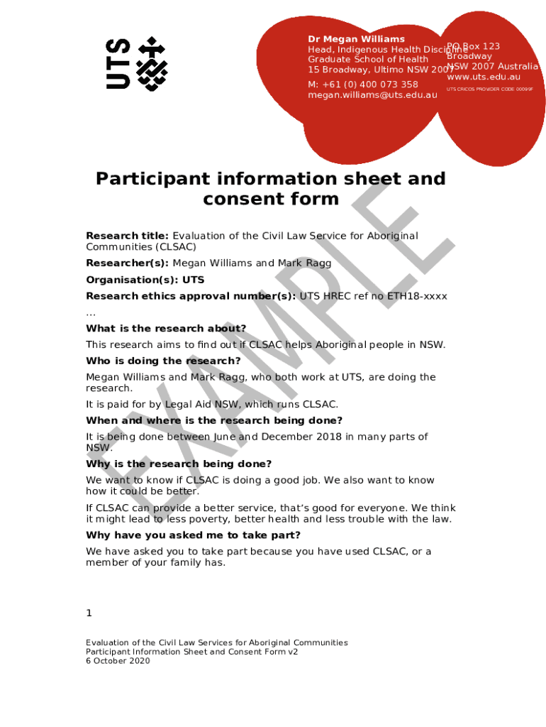 Participant ination sheet and consent Doc Template | pdfFiller