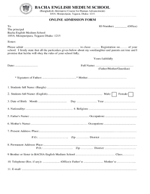 Fillable Online Get the free bacha english medium school form Fax Email ...