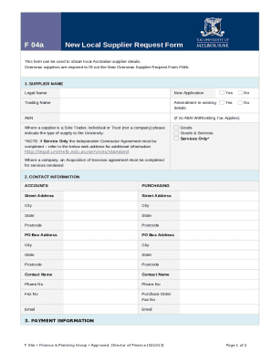 NEW SUPPLIER REQUEST - Internal Use ONLY Doc Template | pdfFiller