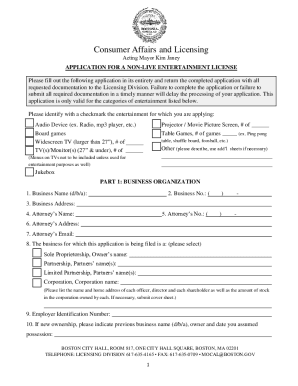 Fillable Online APPLICATION FOR A DANCING SCHOOL LICENSE PART I Fax ...