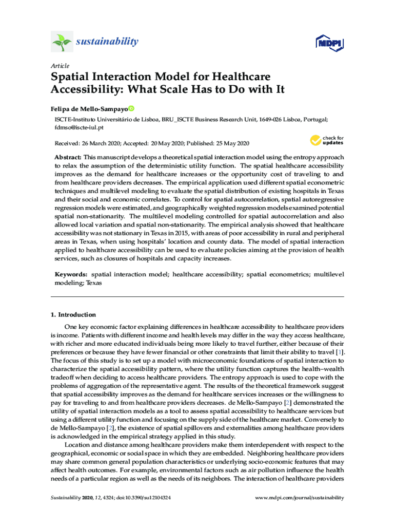 Fillable Online Spatial Interaction Model For Healthcare Accessibility