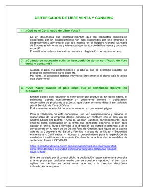 Completable En línea Qu es el certificado de libre venta? Fax Email Imprimir - pdfFiller
