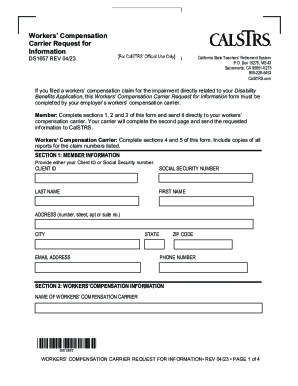 Fillable Online Workers' Compensation Carrier Request for Information ...