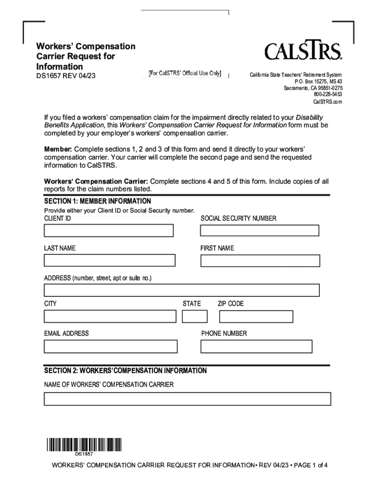 Fillable Online Workers' Compensation Carrier Request for Information ...