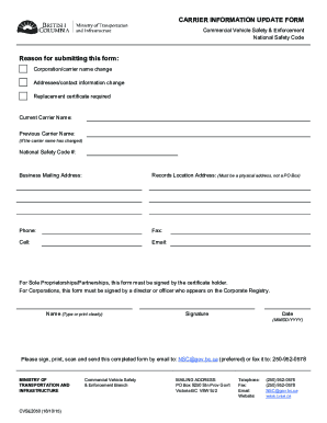 Fillable Online CVSE2050 Carrier Information Update Form. CVSE2050 ...