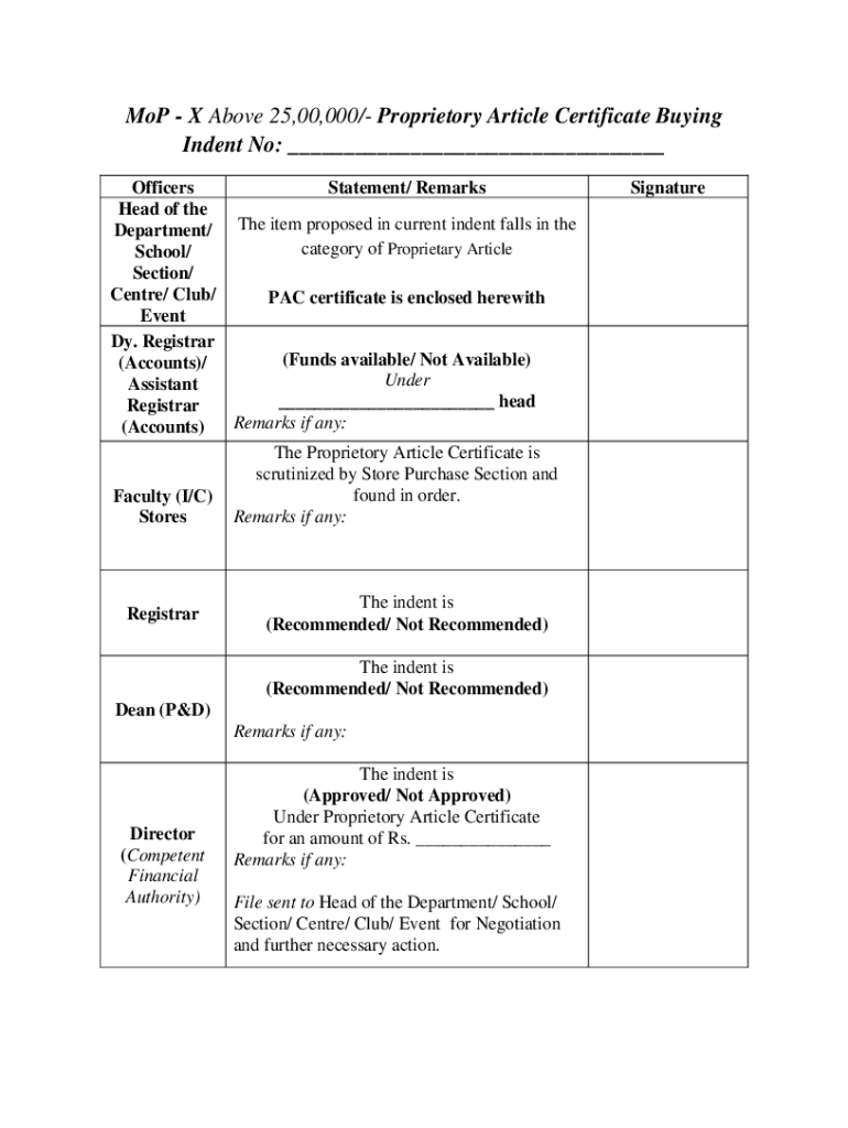 Fillable Online Obtaining Proprietary Article Certificate under GFR ...