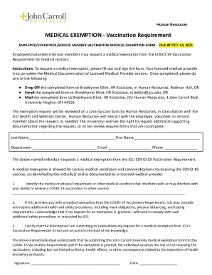 Fillable Online Medical Exemption Form - Employees Volunteers Service ...