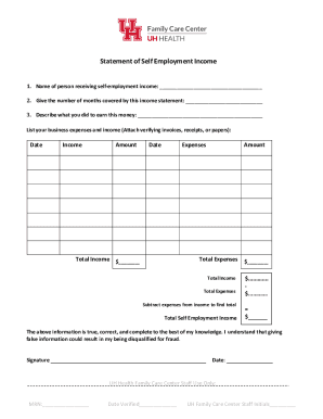 Fillable Online Statement of Self Employment Income Fax Email Print ...