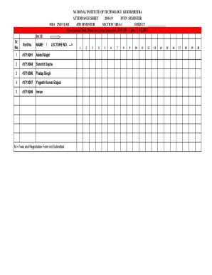 Fillable Online Roll Sheet for ODD Semester 2018-19 - Valid upto 31.08 ...