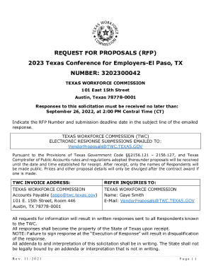 Fillable Online twc texas REQUEST FOR PROPOSALS (RFP) 2023 Texas ...