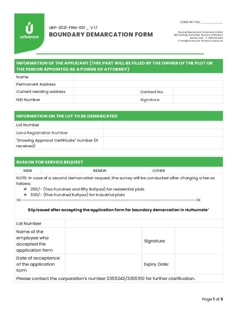 Fillable Online BOUNDARY DEMARCATION FORM Fax Email Print - pdfFiller