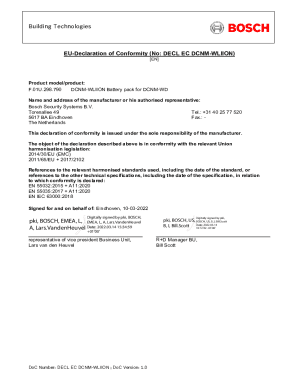 Fillable Online EU-Declaration of Conformity (No: DECL EC DCNM-WLIION) Fax Email Print - pdfFiller
