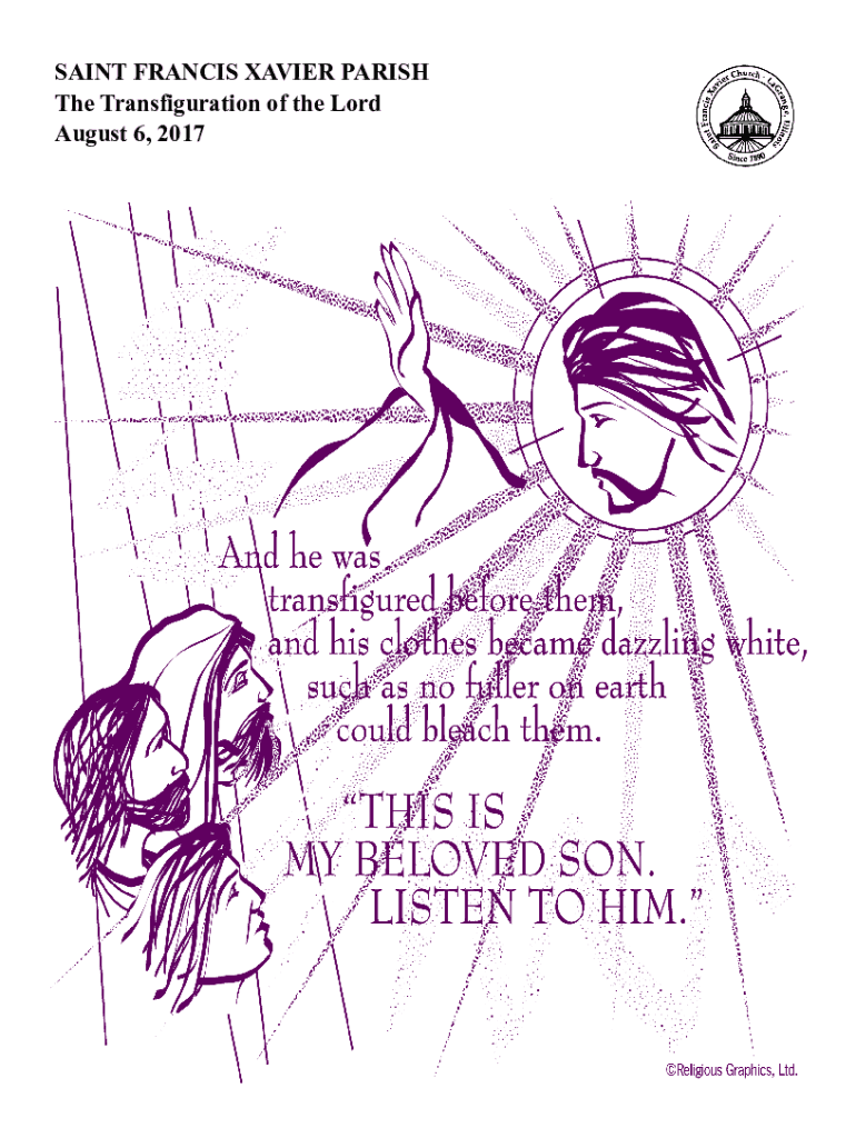 Fillable Online SAINT FRANCIS XAVIER PARISH The Transfiguration of the ...