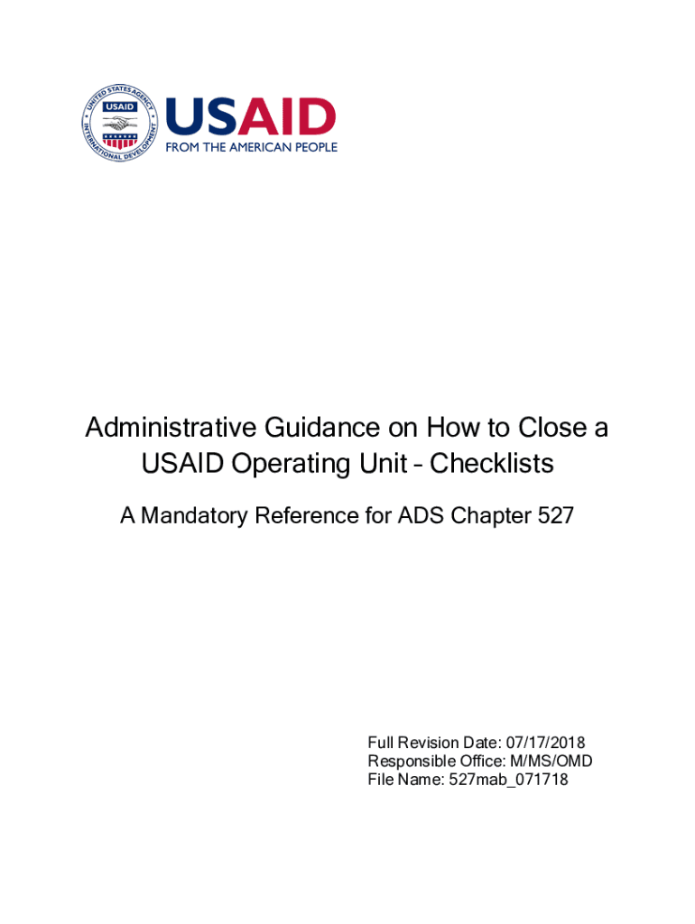 Fillable Online Administrative Guidance on How to Close a USAID ...