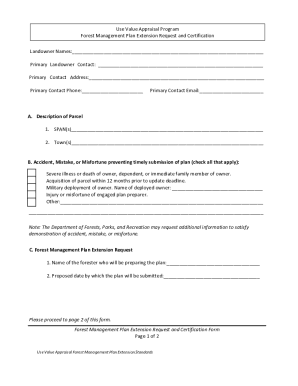 Fillable Online Use Value Appraisal Forest Management Plan Extension ...