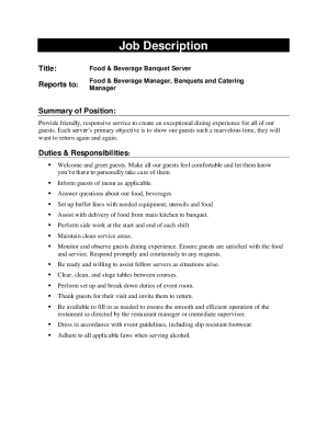 Fillable Online 7. Food Service Positions and Job Titles Fax Email ...