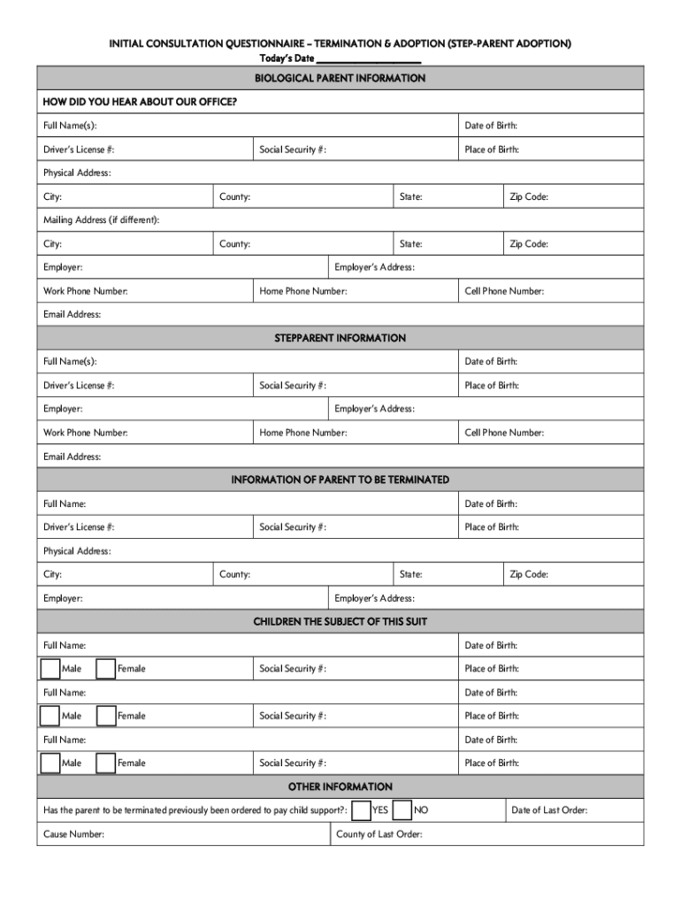 Fillable Online Family Law FormInitial Consultation Information Sheet Fax Email Print - pdfFiller