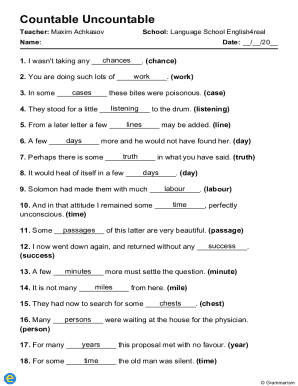 Fillable Online Countable Uncountable Fax Email Print - pdfFiller