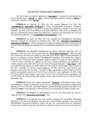 Fillable Online no contest annexation agreement Fax Email Print - pdfFiller