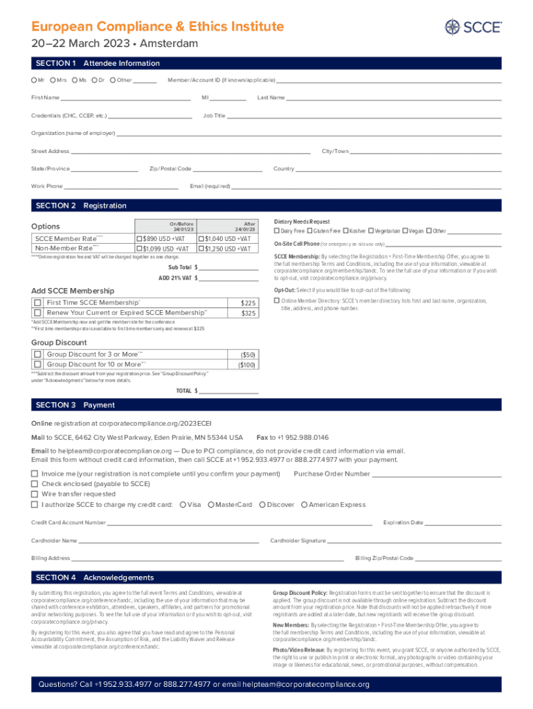 Fillable Online Society of Corporate Compliance and Ethics (SCCE)'s ...