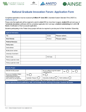 Fillable Online National Graduate Innovation Forum: Application Form ...