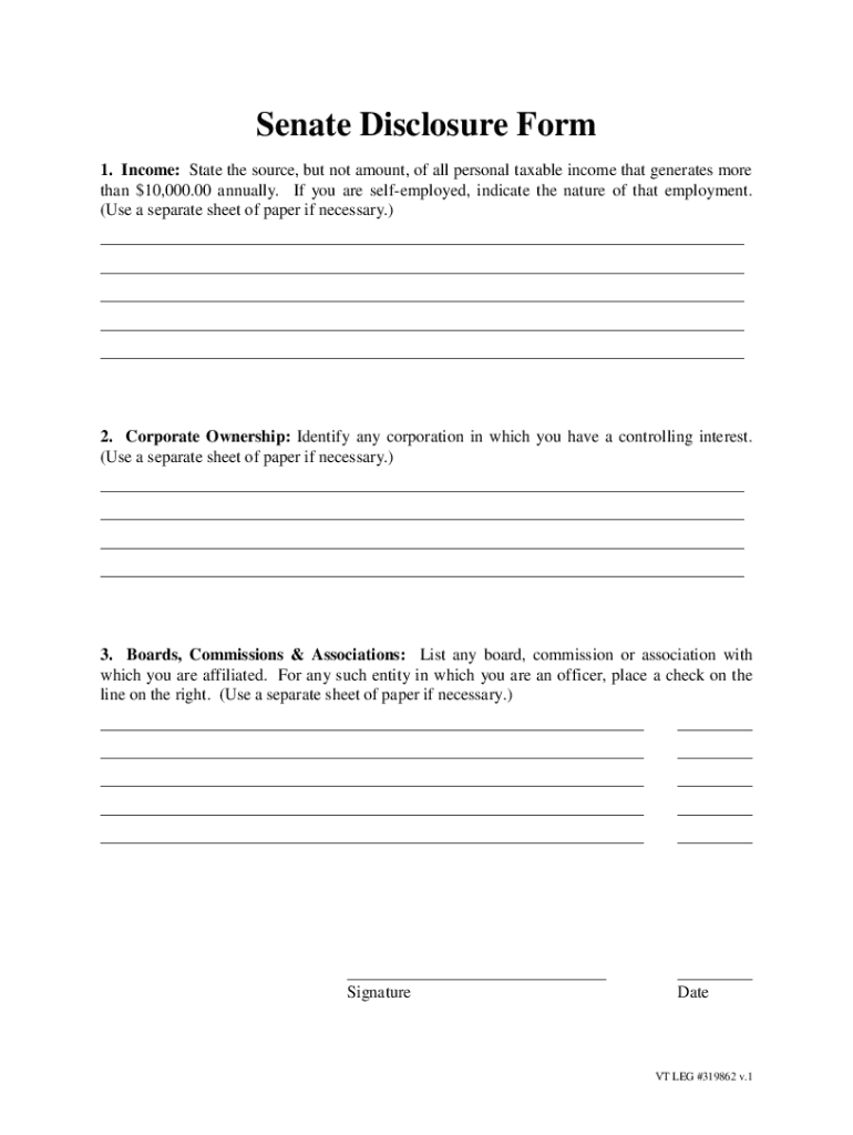 Fillable Online Senate Disclosure Form Fax Email Print - pdfFiller