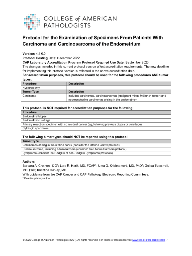 Fillable Online Protocol For The Examination of Specimens From Patients ... Fax Email Print ...