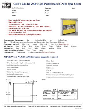 Fillable Online Goff's Model 2000 High Performance Door Spec Sheet Fax ...