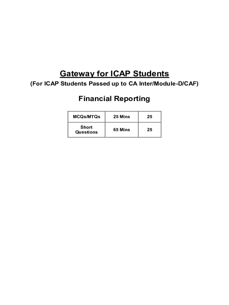 Fillable Online pipfa org Gateway for ICAP Students Fax Email Print ...
