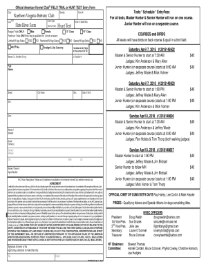 Fillable Online Official American Kennel Club FIELD TRIAL or HUNT TEST ...
