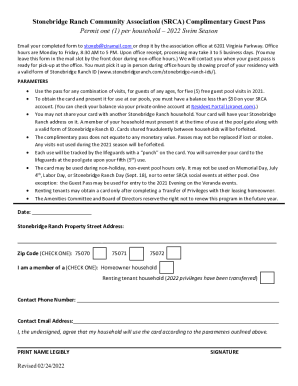 Fillable Online 220224 Complimentary Guest Pass Fax Email Print - pdfFiller