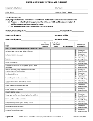 Fillable Online nurse aide skills performance checklist Fax Email Print ...