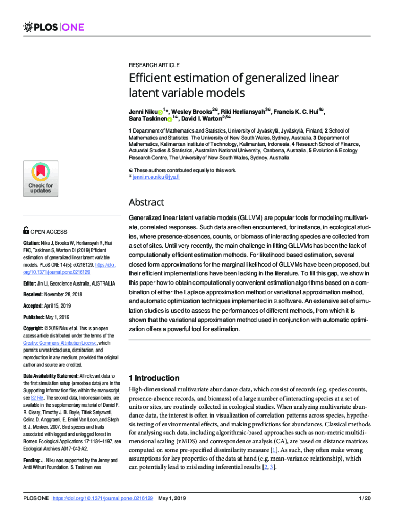 Fillable Online Efficient Estimation Of Generalized Linear Latent Variable Fax Email Print