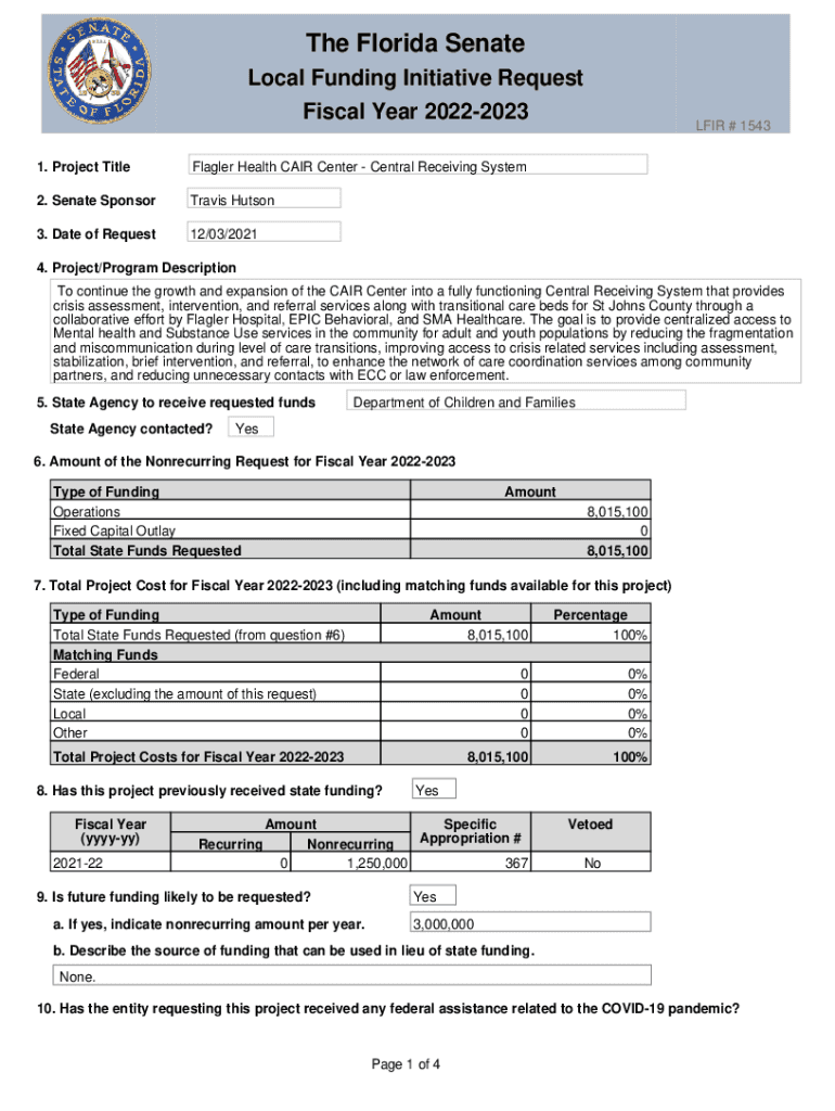 Fillable Online Flagler Health CAIR Center - Central Receiving System ...