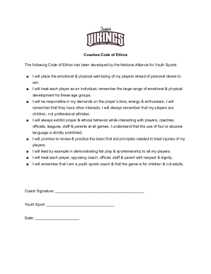 Fillable Online Youth Sports Coaches Code of Ethics Fax Email Print ...