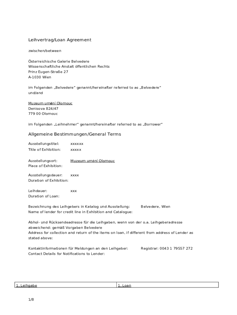 Leihvertrag/Loan Agreement - smlouvy gov Doc Template | pdfFiller