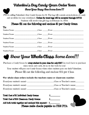 Fillable Online Valentine Candy Gram Order Form - Fill Online ...