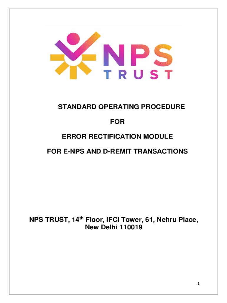Fillable Online npstrust org Standard Operating Procedure (SOP) for ...