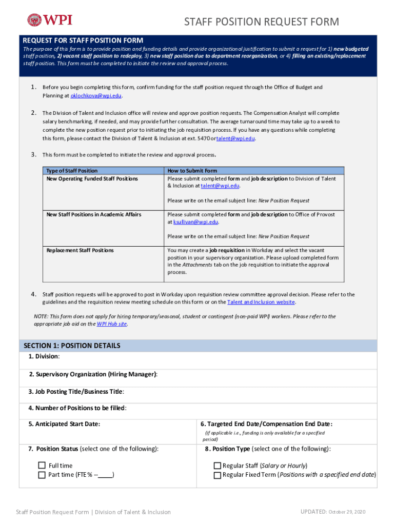 Fillable Online staff position request form Fax Email Print - pdfFiller